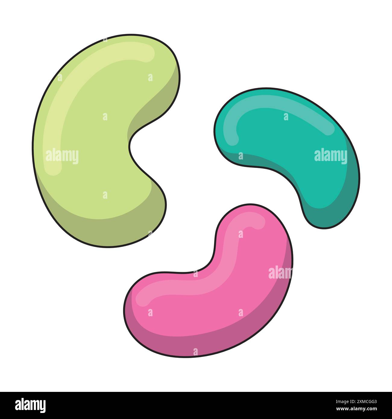 Cute jelly beans in 3 bright colors Stock Vector Image & Art - Alamy
