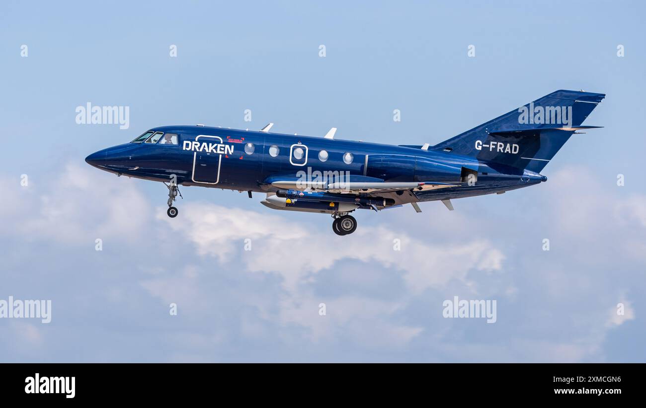 Dassault Falcon 20, arriving at RAF Fairford to take part in the static ...