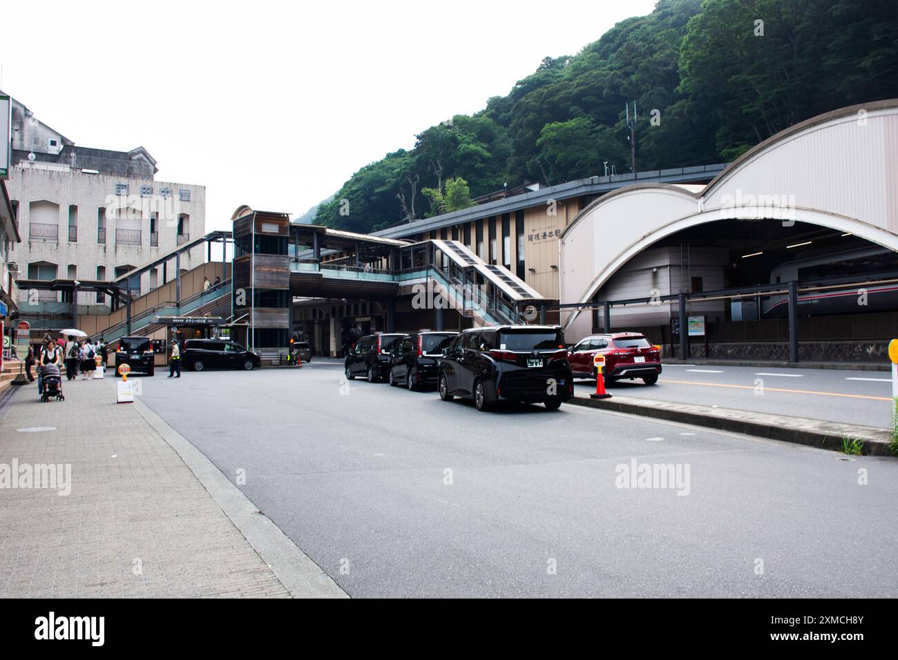 View landscape street cityscape of Hakoneyama city and traffic road at Hakone Yumoto railway ...