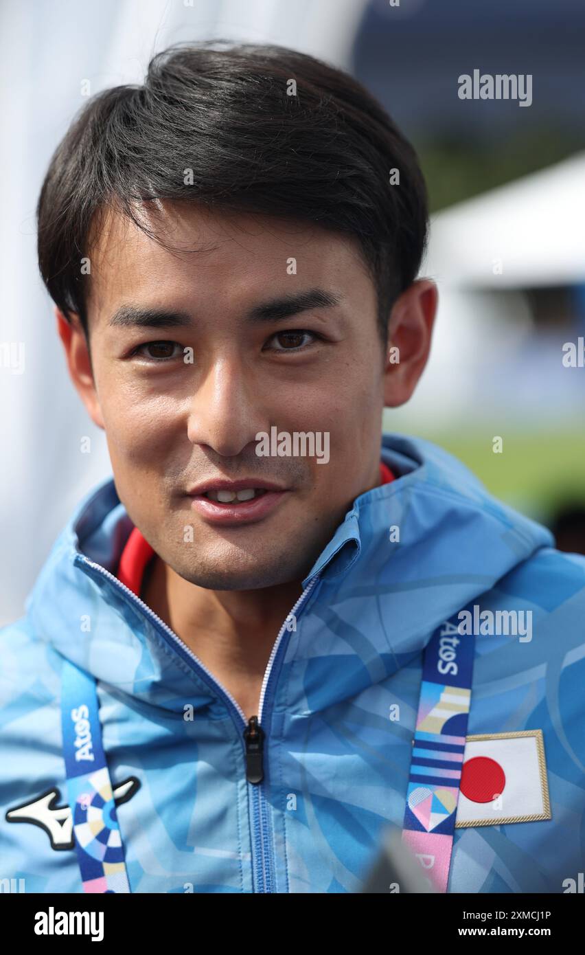 JapanÕs Junya Nakanishi during the Archery MenÕs Individual Ranking Round of the Paris 2024 ...