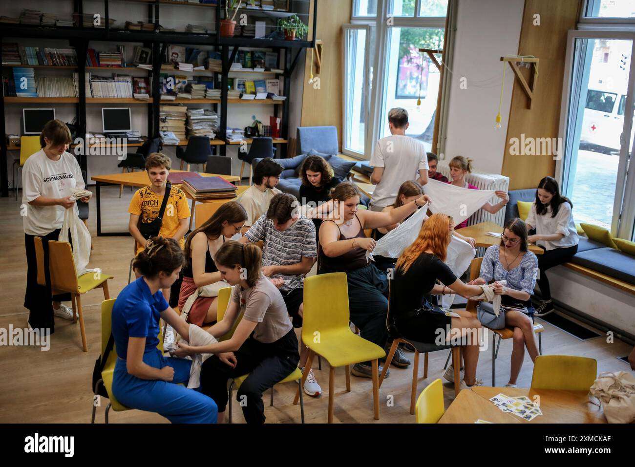 Odessa, Ukraine. 27th July, 2024. Visitors learn to use a pressure ...