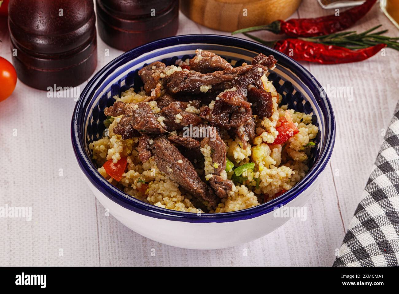 Traditional couscous with beef meat and vegetables Stock Photo - Alamy