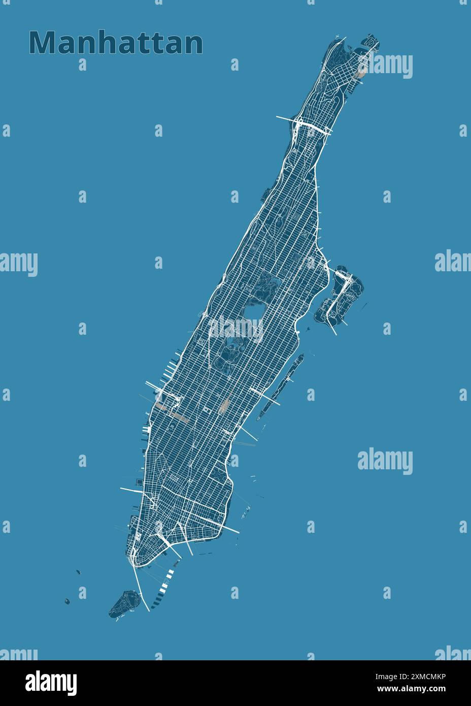 Manhattan, New York, USA artistic blueprint map poster Stock Vector ...