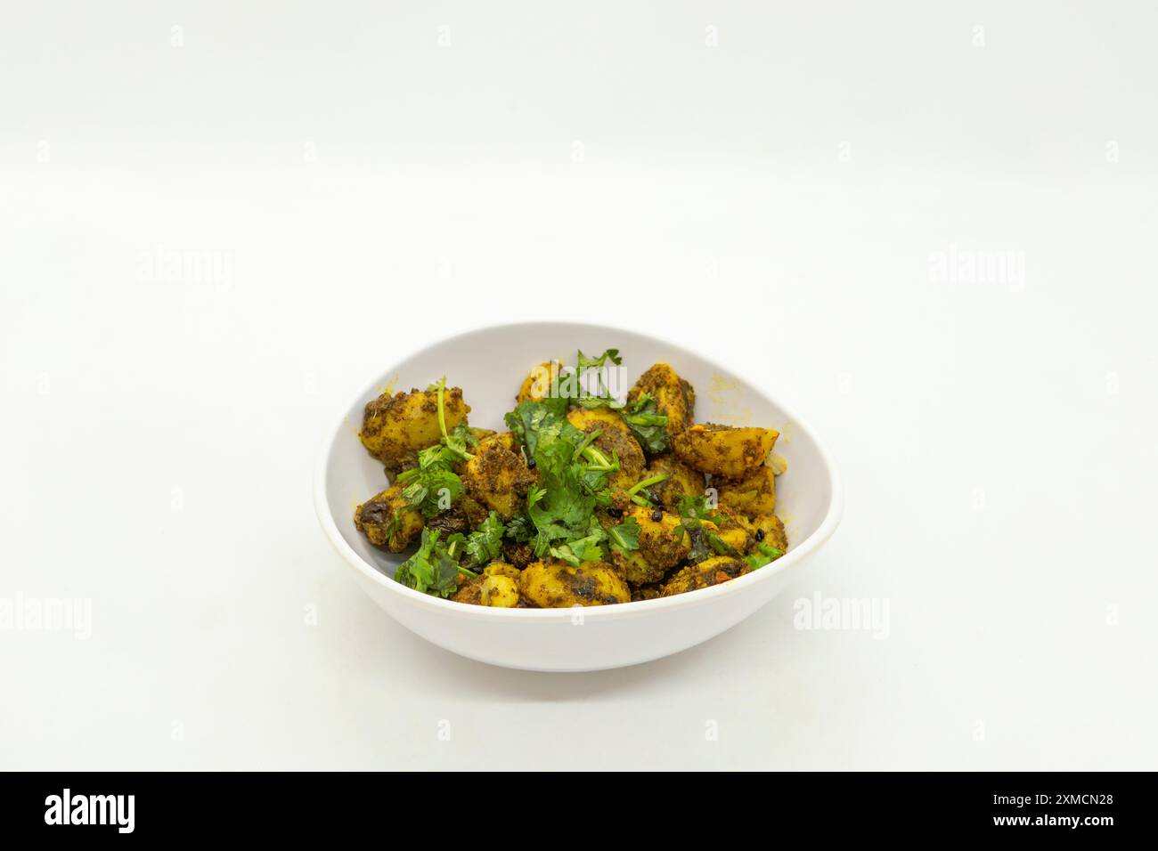 A Bowl of Spicy Potato Achaar Potato Salad with Coriander aka Aalu ko ...