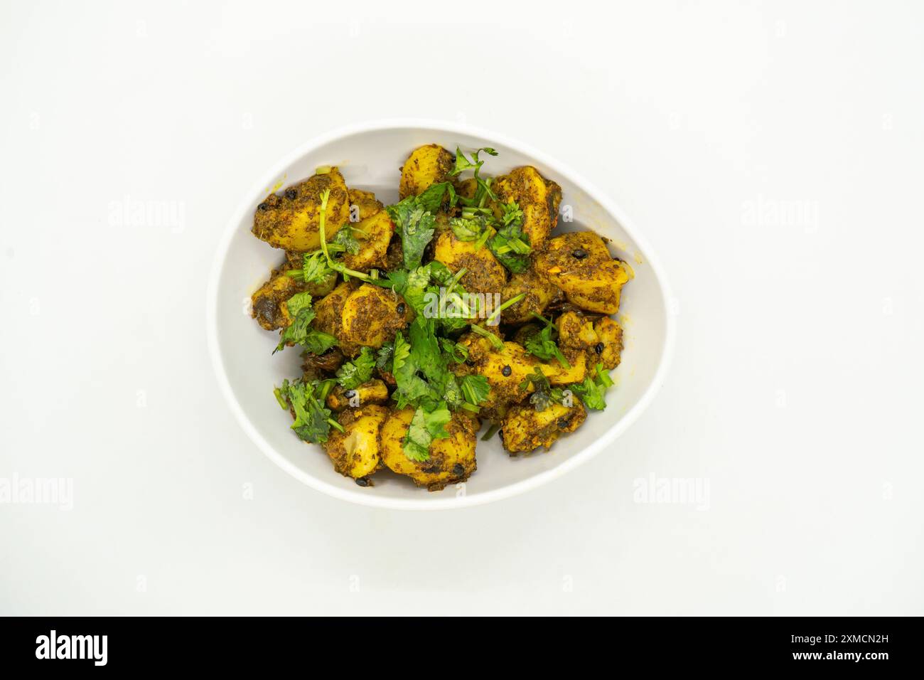 A Bowl of Spicy Potato Achaar Potato Salad with Coriander aka Aalu ko ...