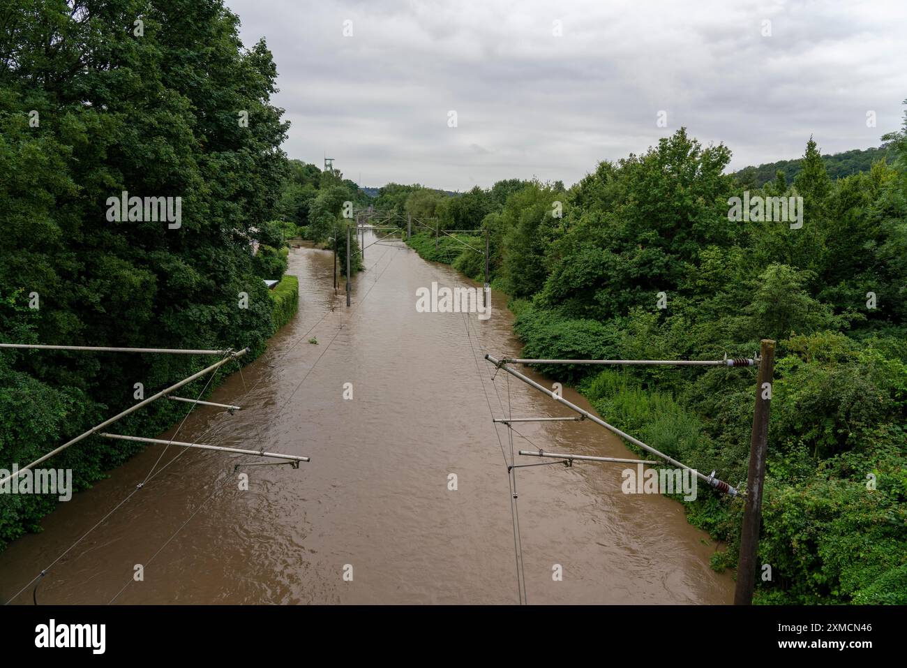 Floods on the Ruhr, after long periods of heavy rainfall the river left ...