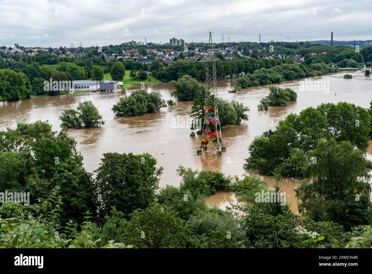 High water on the Ruhr, after long heavy rainfall the river left its ...
