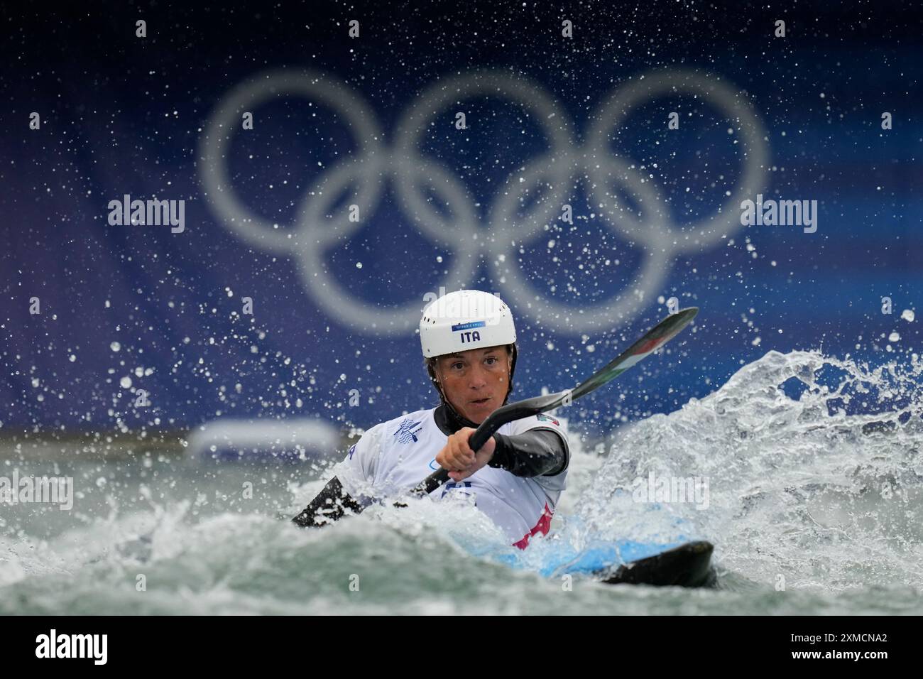 Stefanie Horn of Italy competes in the women's kayak single heats ...