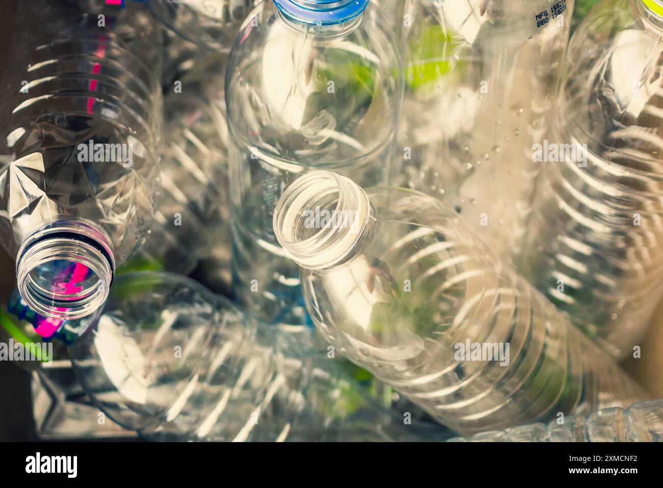 plastic bottles recycling background concept Stock Photo - Alamy