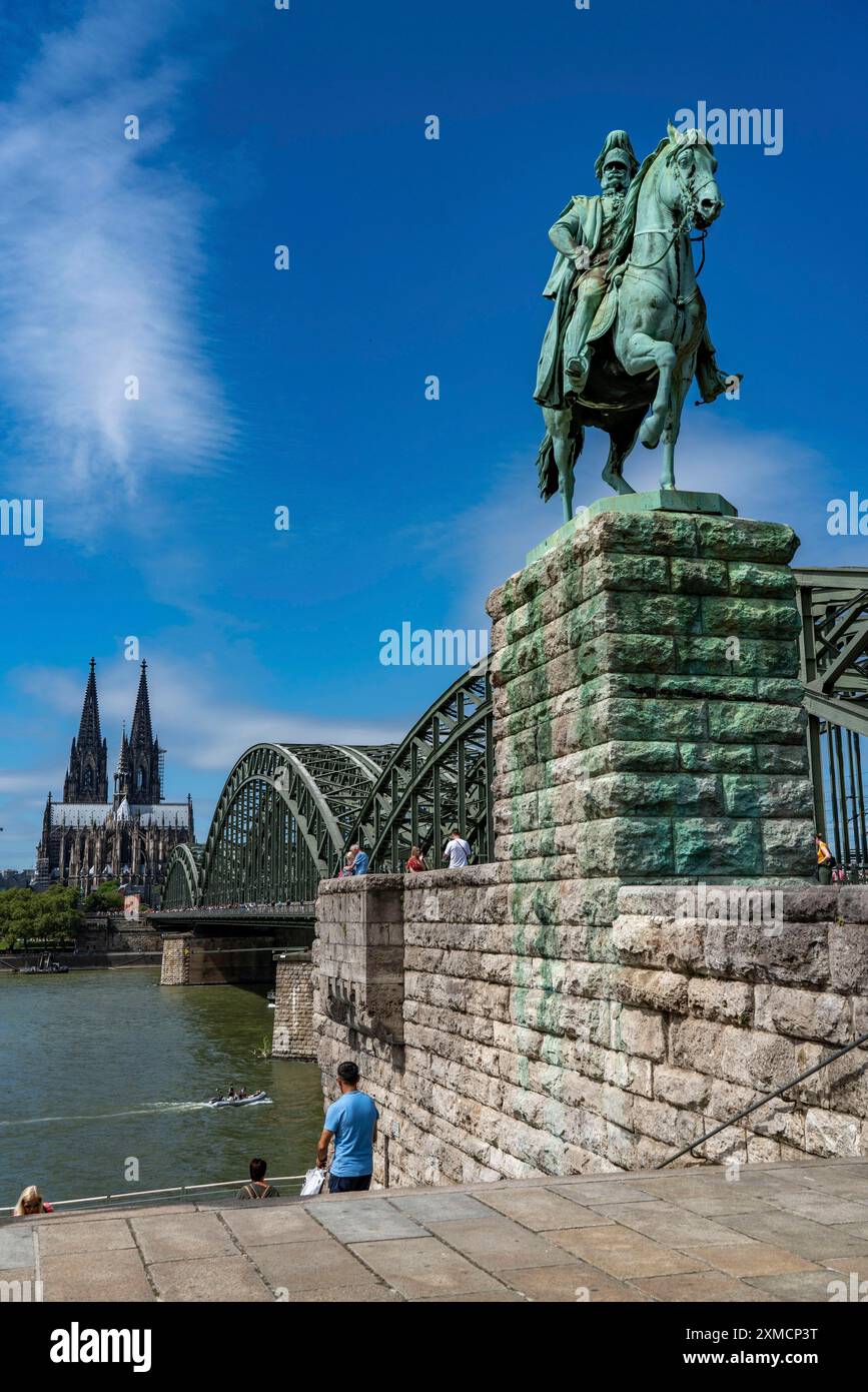 Cologne Cathedral, Hohenzollern Bridge railway bridge, equestrian ...