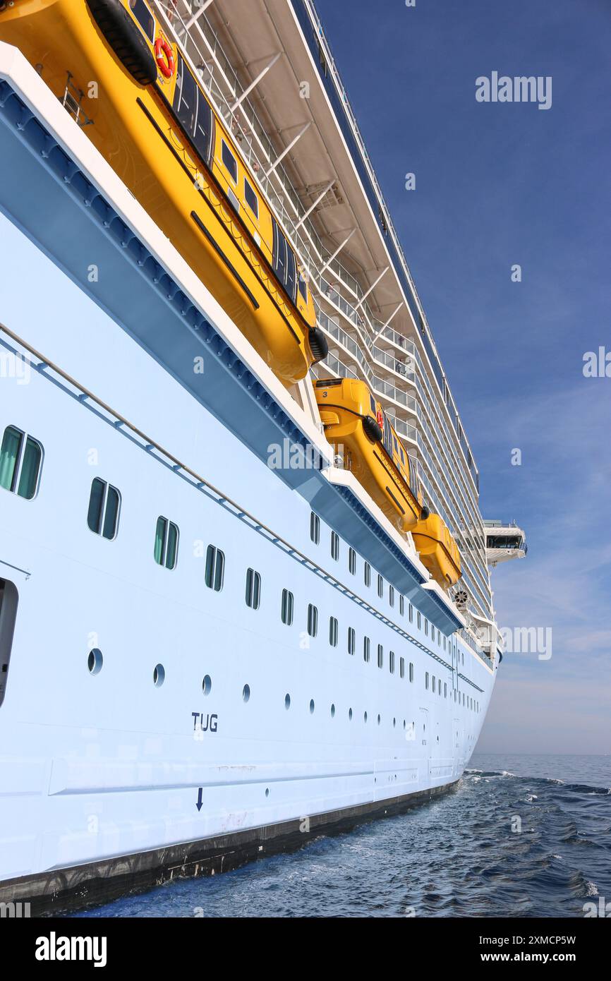 Nice, France : Harbor pilot boat approaching the giant Royal Caribbean ...