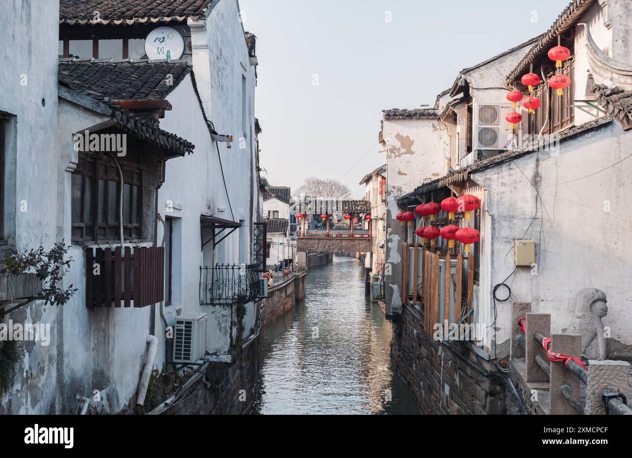 Suzhou, China - January 01, 2019: Historic waterway surrounded by ...