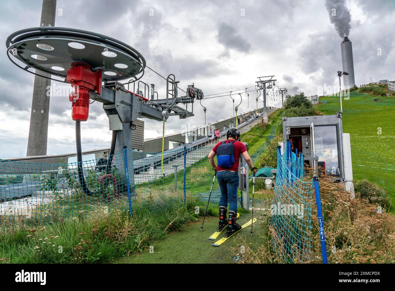 CopenHill, waste incineration plant and artificial ski slope, skiing with a view of the Oresund ...