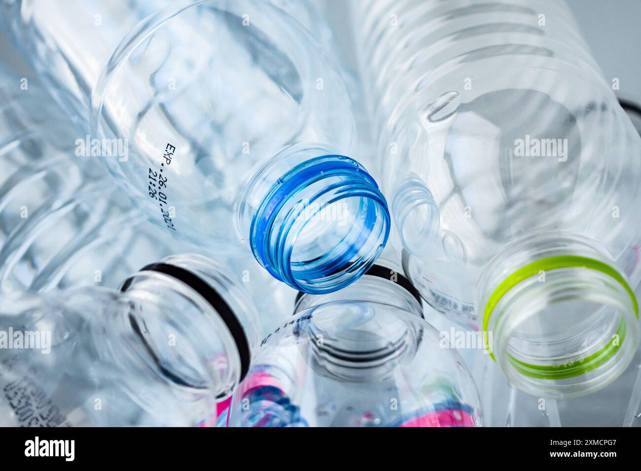 plastic bottles recycling background concept Stock Photo - Alamy
