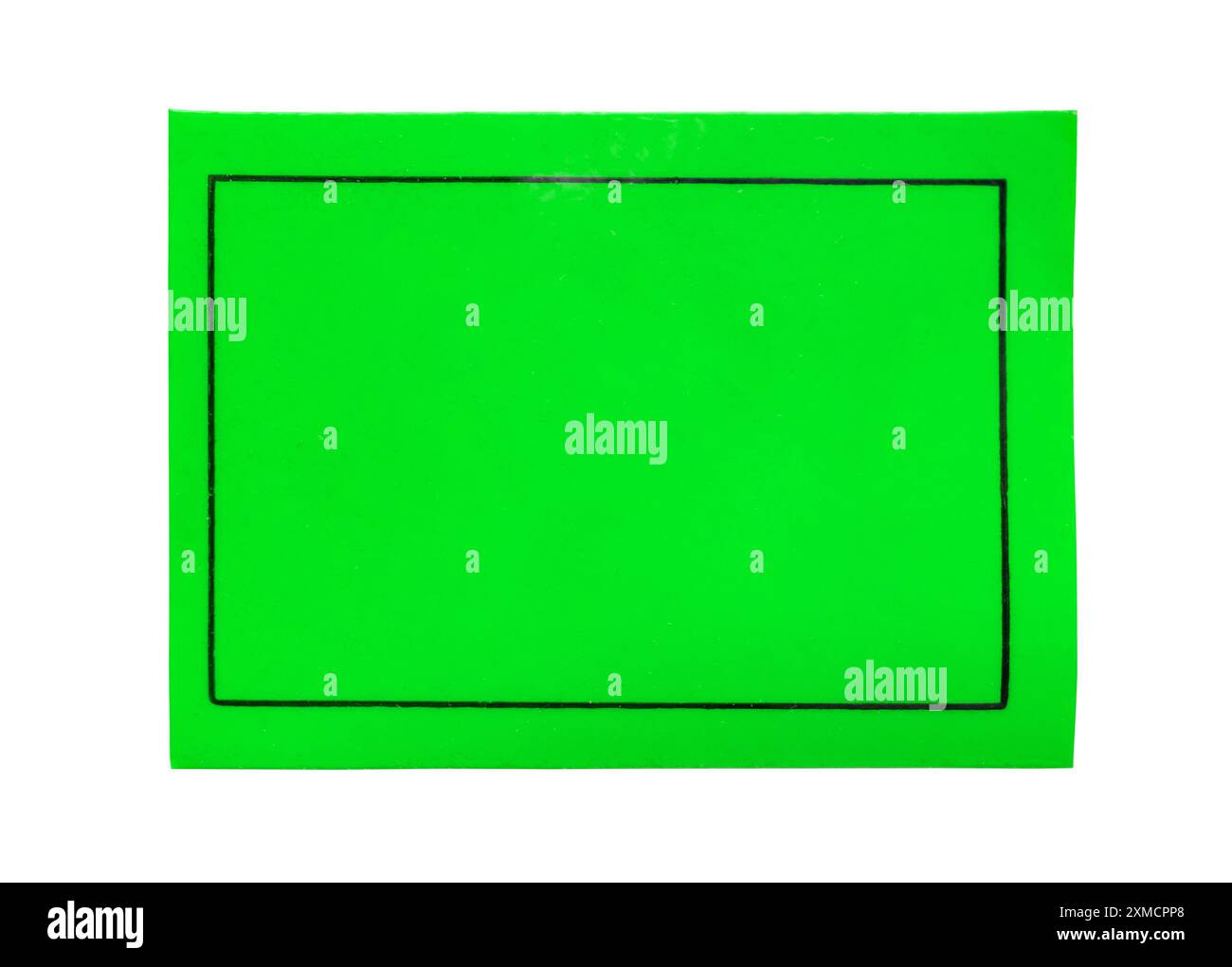 Green paper sticker label isolated on white background Stock Photo - Alamy