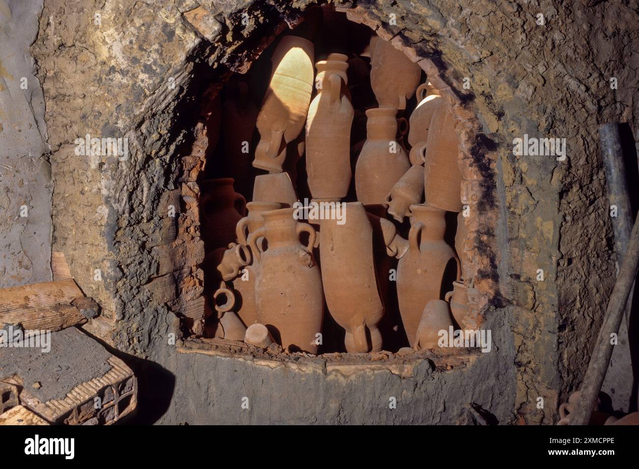 Ceramics, Nabeul, Tunisia. Traditional Pottery Oven Fueled by Olive ...