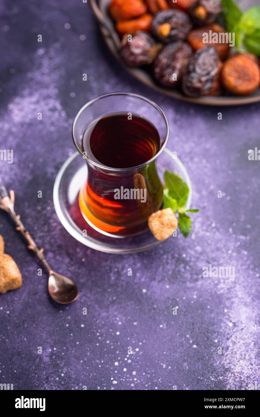 Turkish tea with dried fruits Stock Photo - Alamy