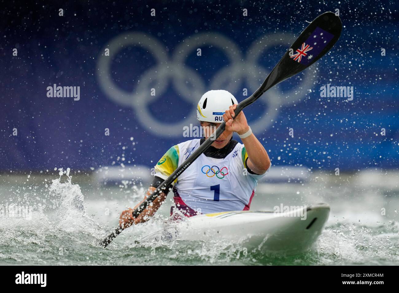 Jessica Fox of Australia competes in the women's kayak single heats ...