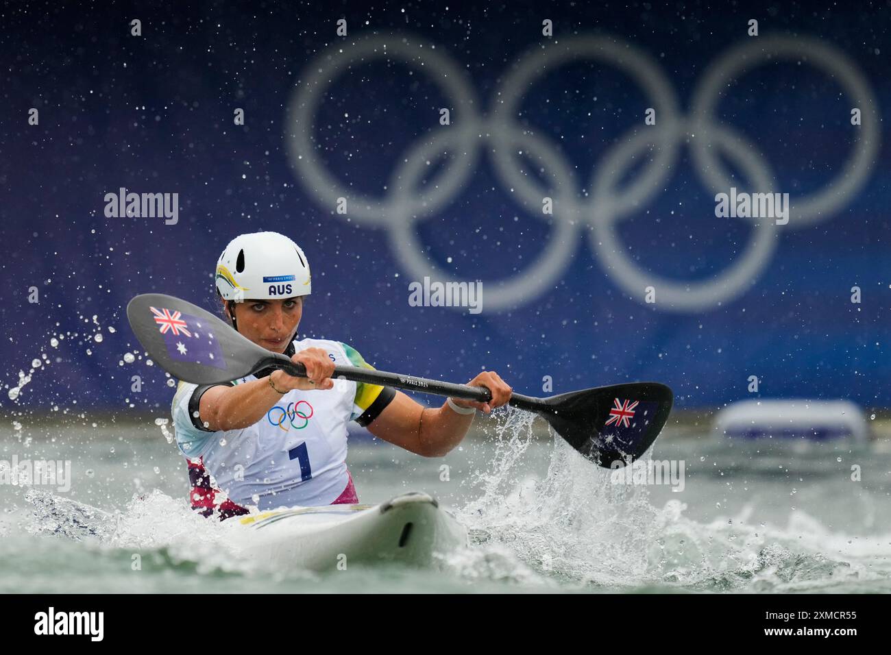 Jessica Fox of Australia competes in the women's kayak single heats ...