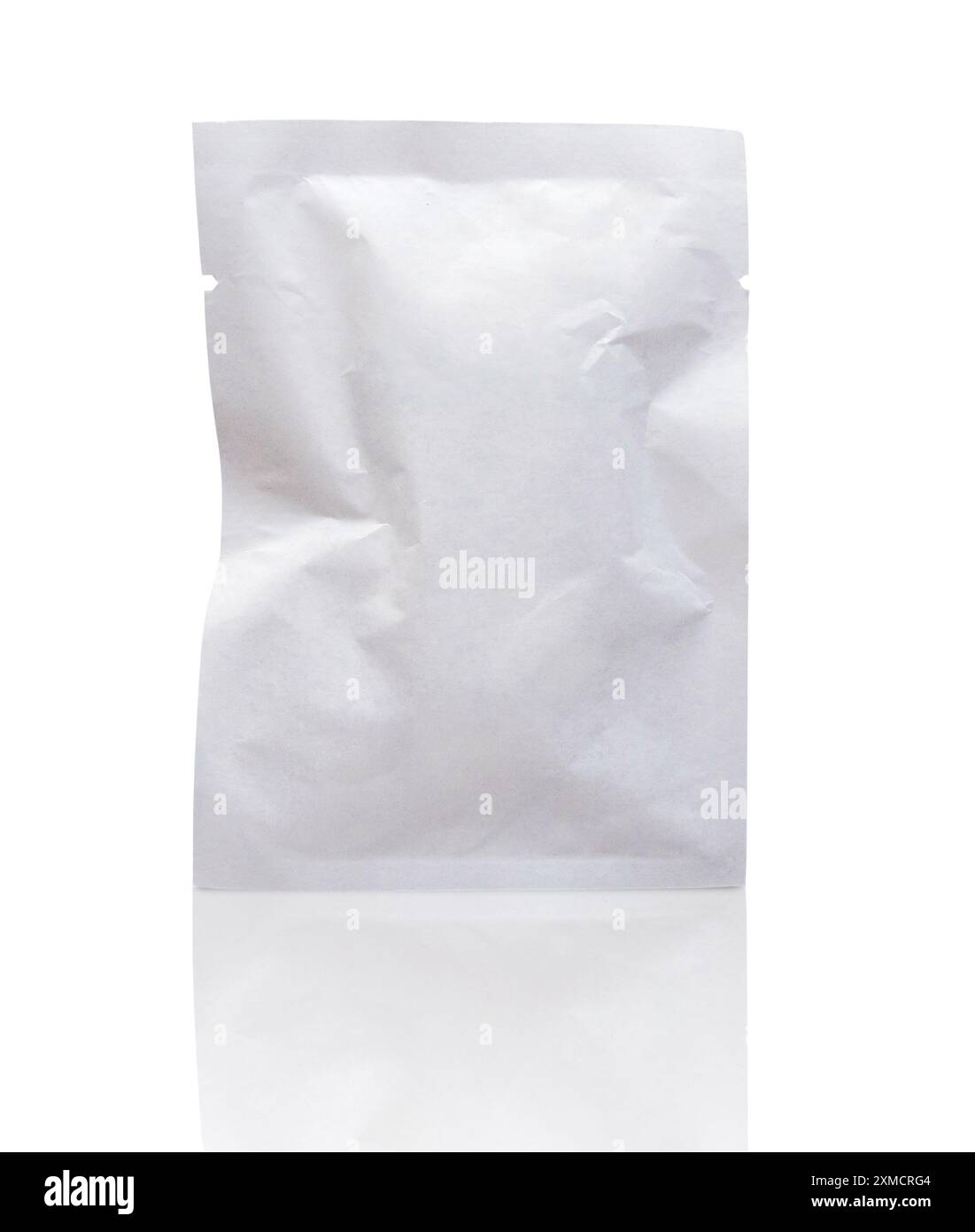 blank white packaging paper sachet isolated on white background with ...