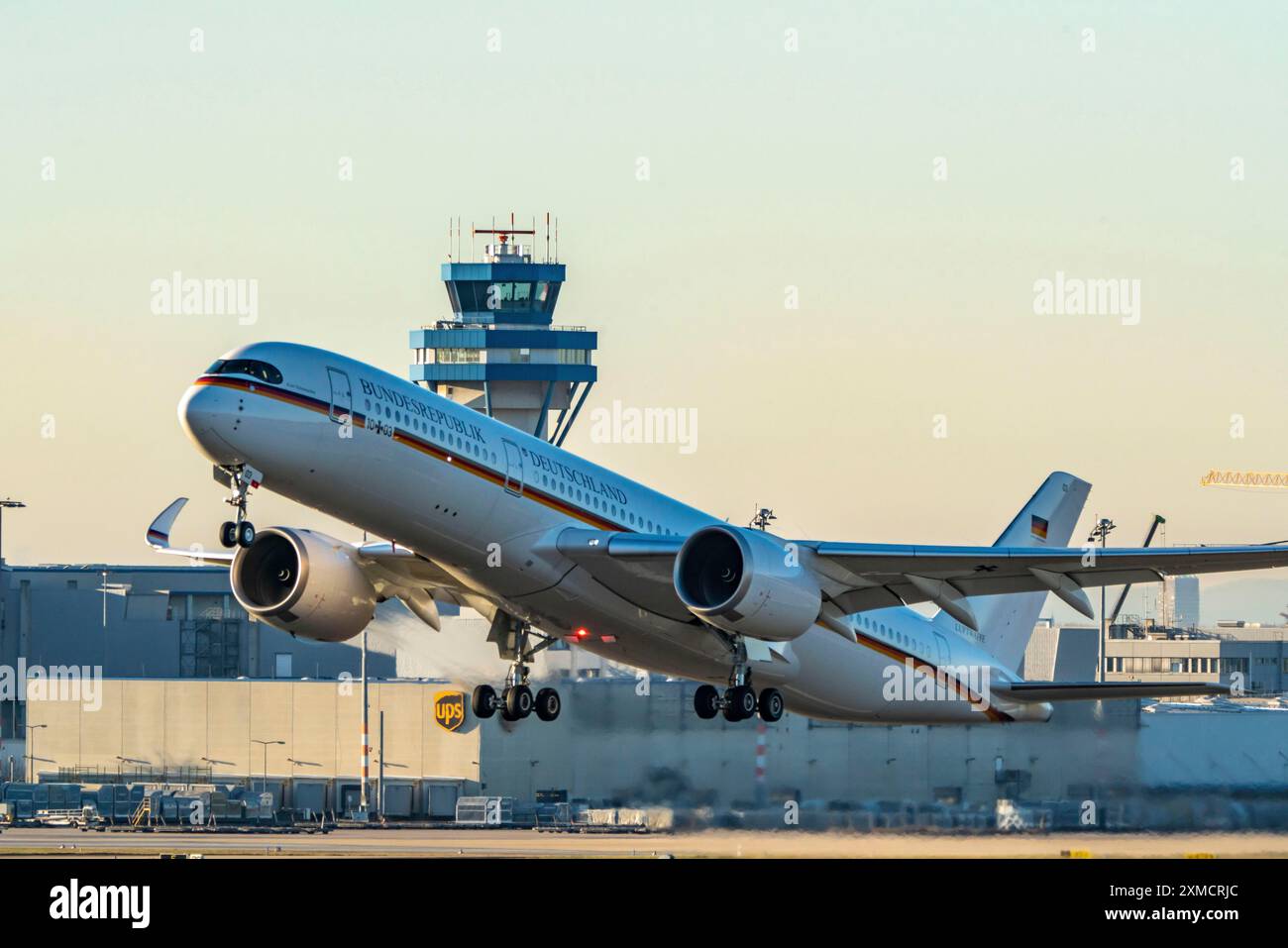 Airbus A350-900, of the German Air Force, during take-off at Cologne ...