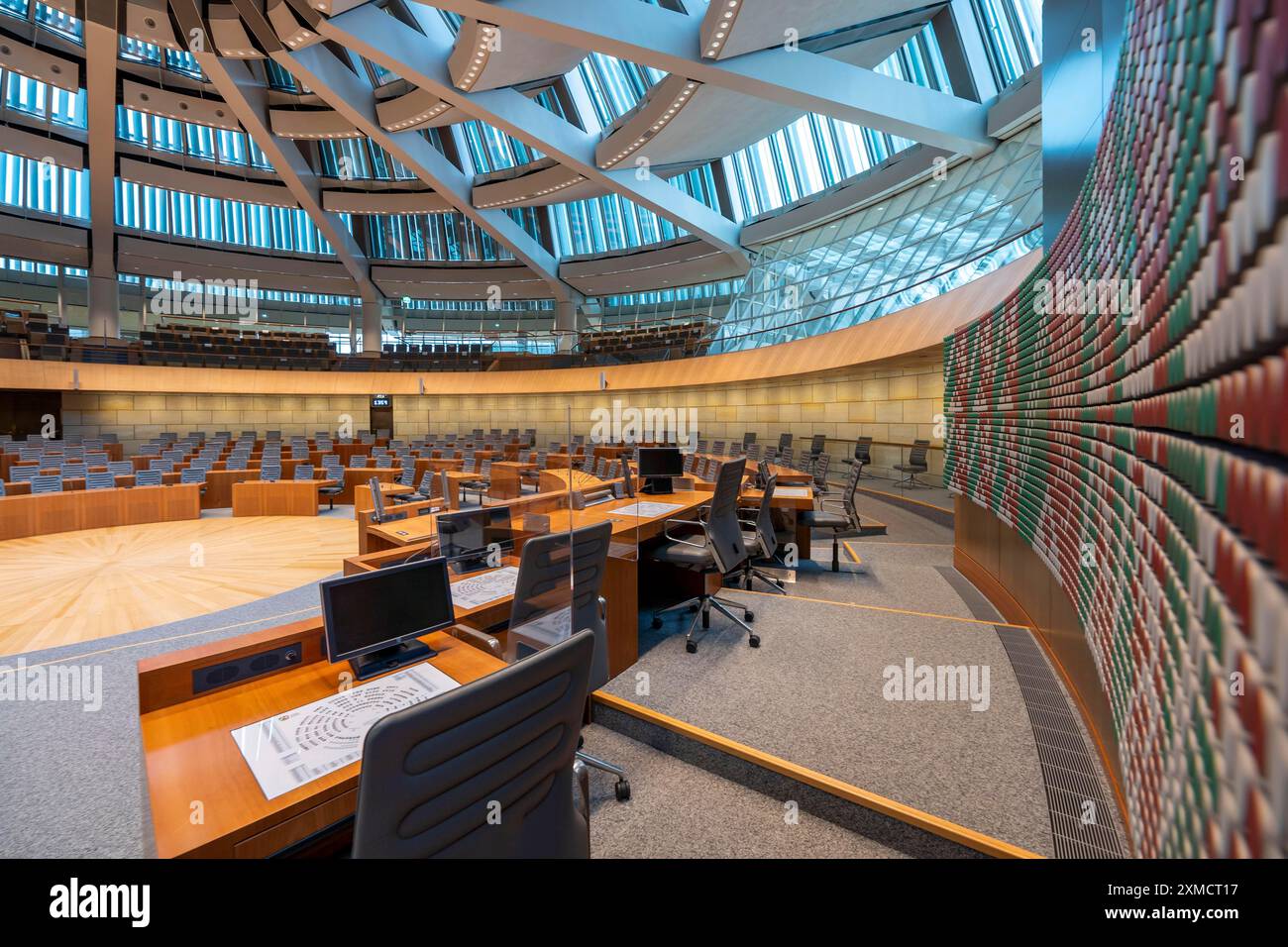The empty plenary chamber of the North Rhine-Westphalia state ...