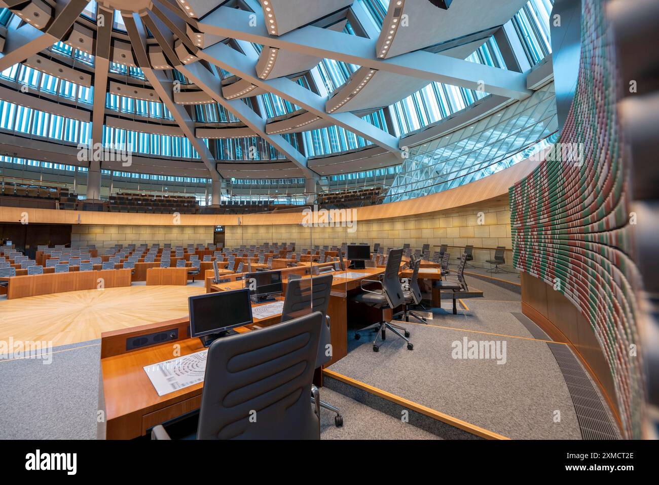 The empty plenary chamber of the North Rhine-Westphalia state ...