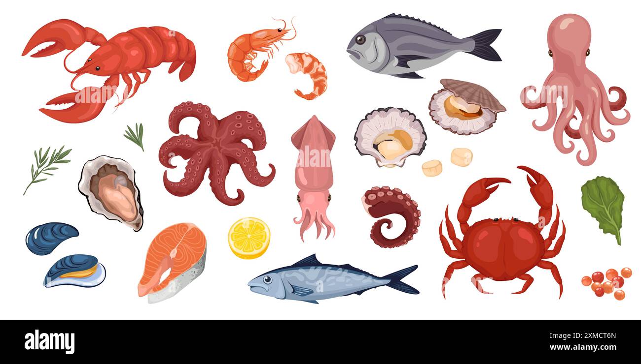 Cartoon set ocean seafood Stock Vector Image & Art - Alamy Cartoon set ocean seafood Stock Vector Image & Art - Alamy