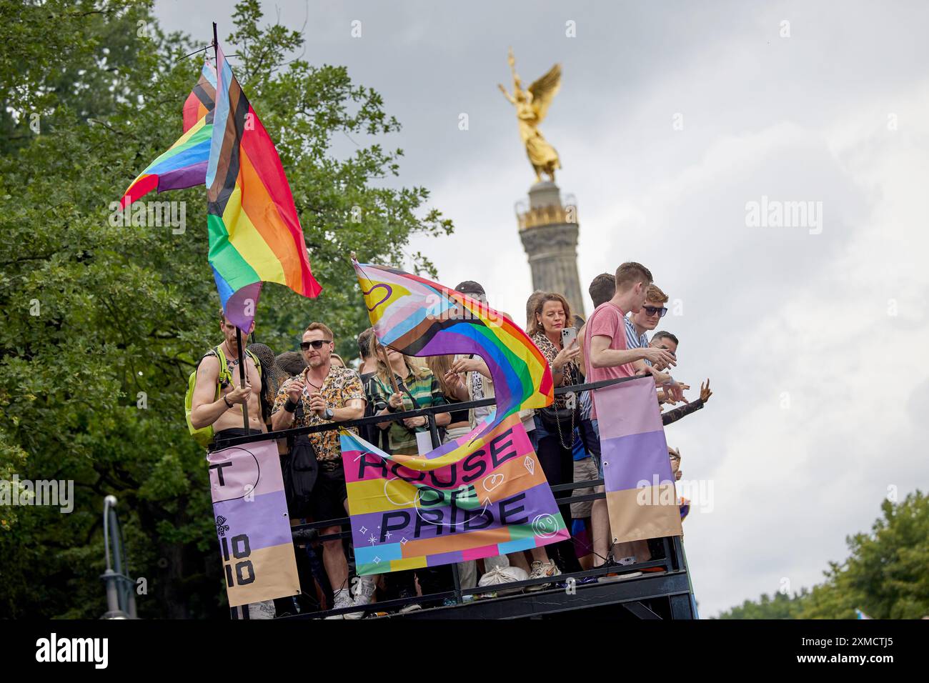 Berlin, Germany. 27th July, 2024. People celebrate on a float at the ...