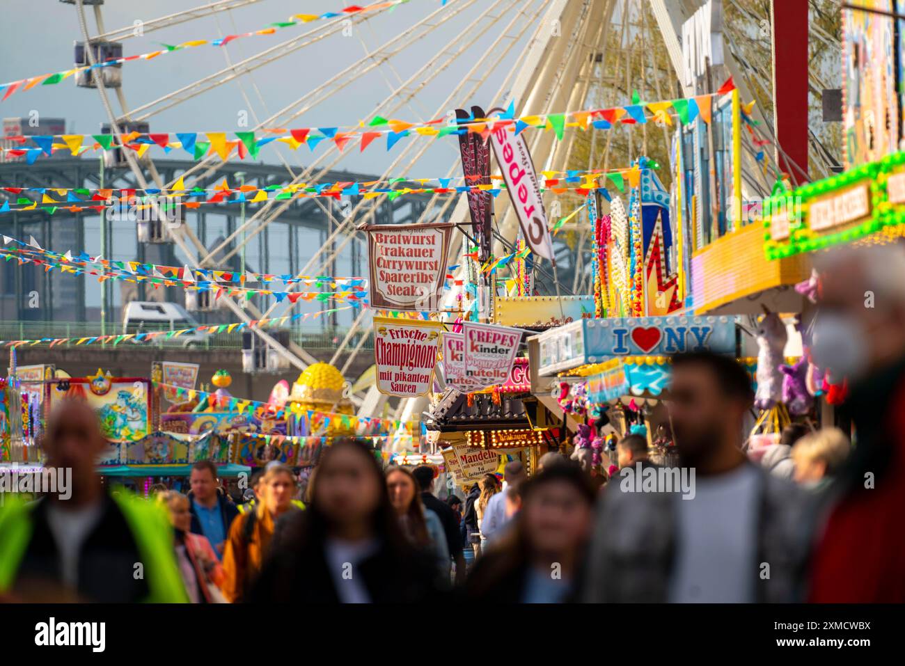 Rides, stalls, at the fair, funfair, spring fair, Easter fair, at the ...