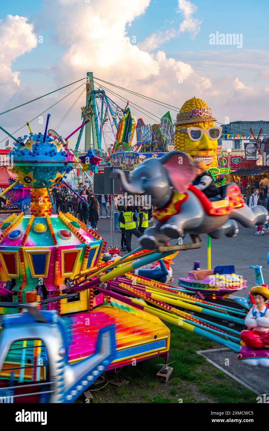 Rides, stalls, at the fair, funfair, spring fair, Easter fair, at the ...