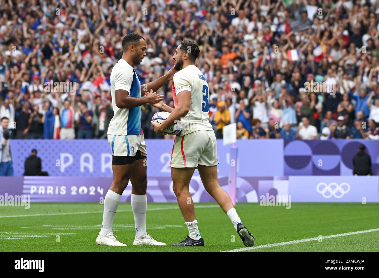 Saint Denis, France. 27th July, 2024. Rayan Rebbadj (France) celebrates ...