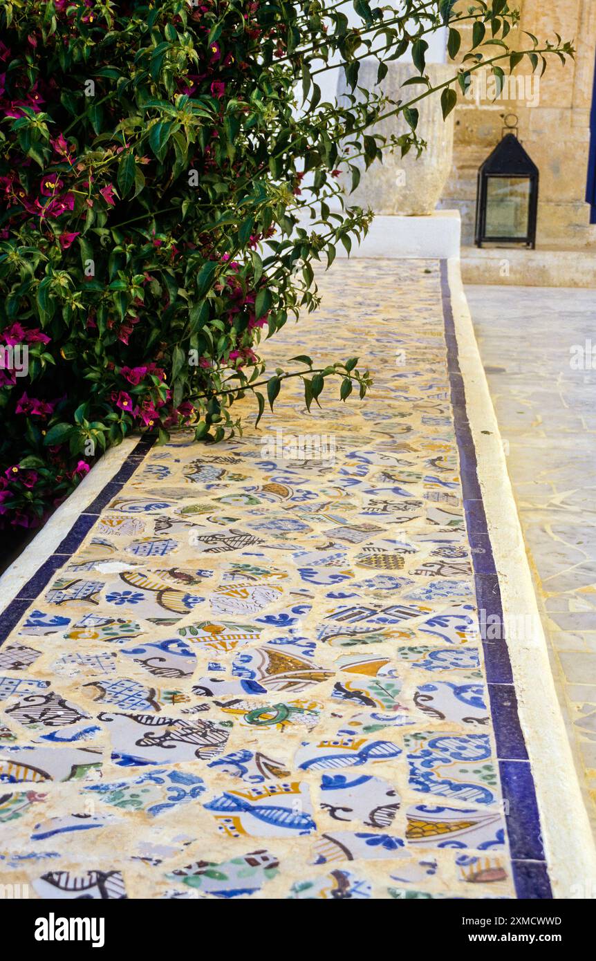 Ceramics, Sidi Bou Said, Tunisia. Ceramic Tile Fragments Decorate Wall ...