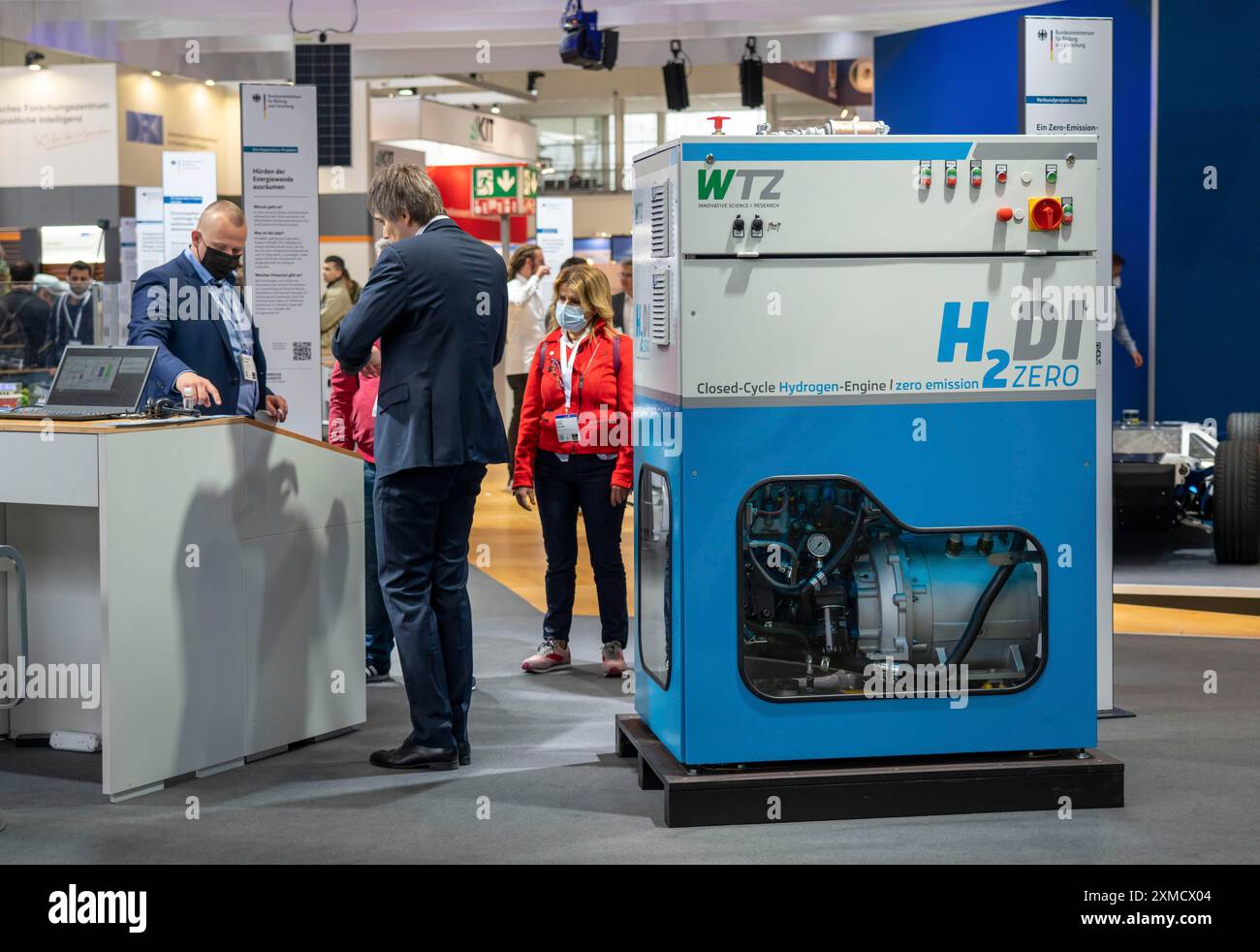 First day at the Hannover Messe 2022, industrial trade fair, after a 2 ...