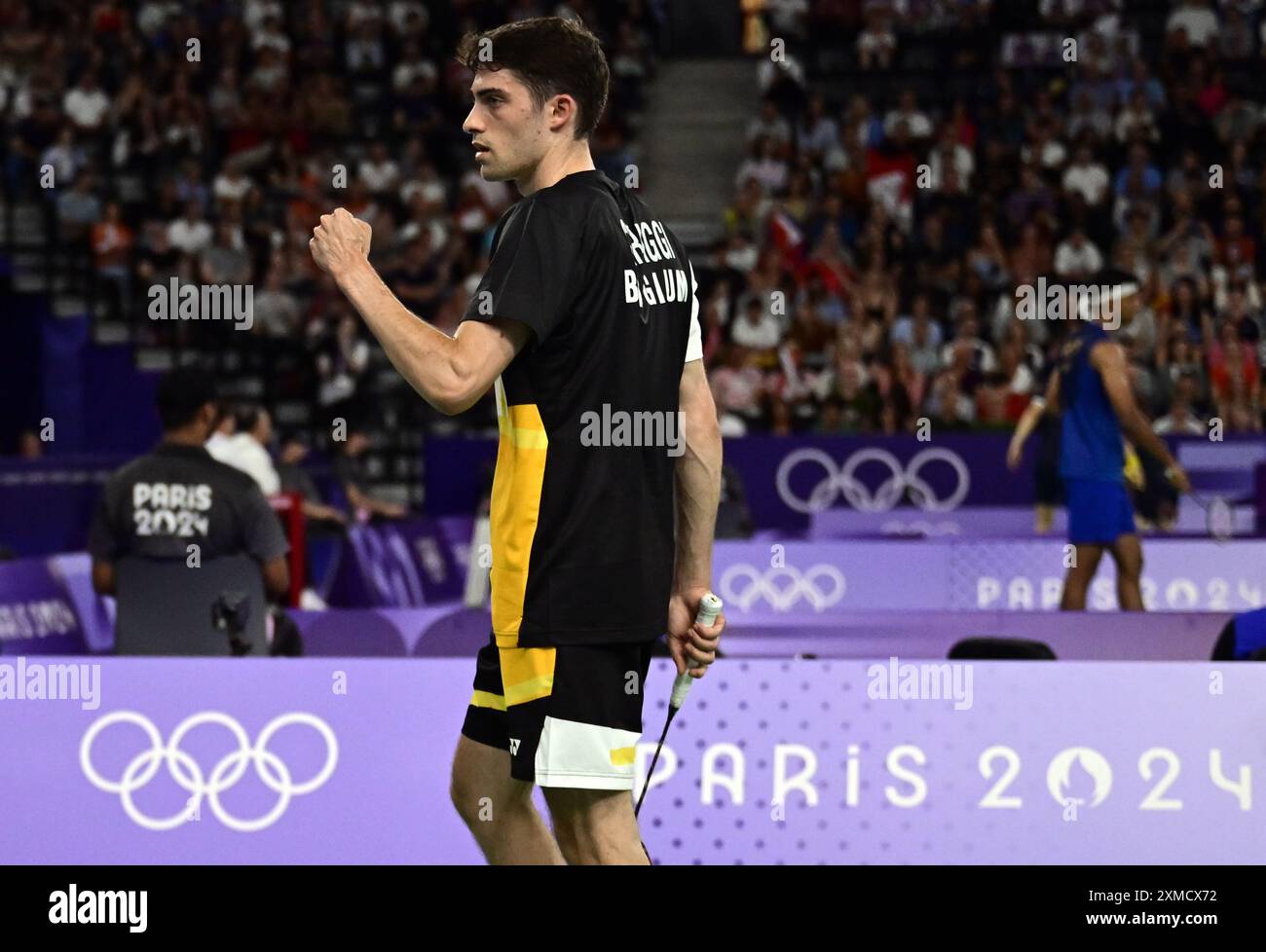 Paris, France. 27th July, 2024. Belgian badminton player Julien ...