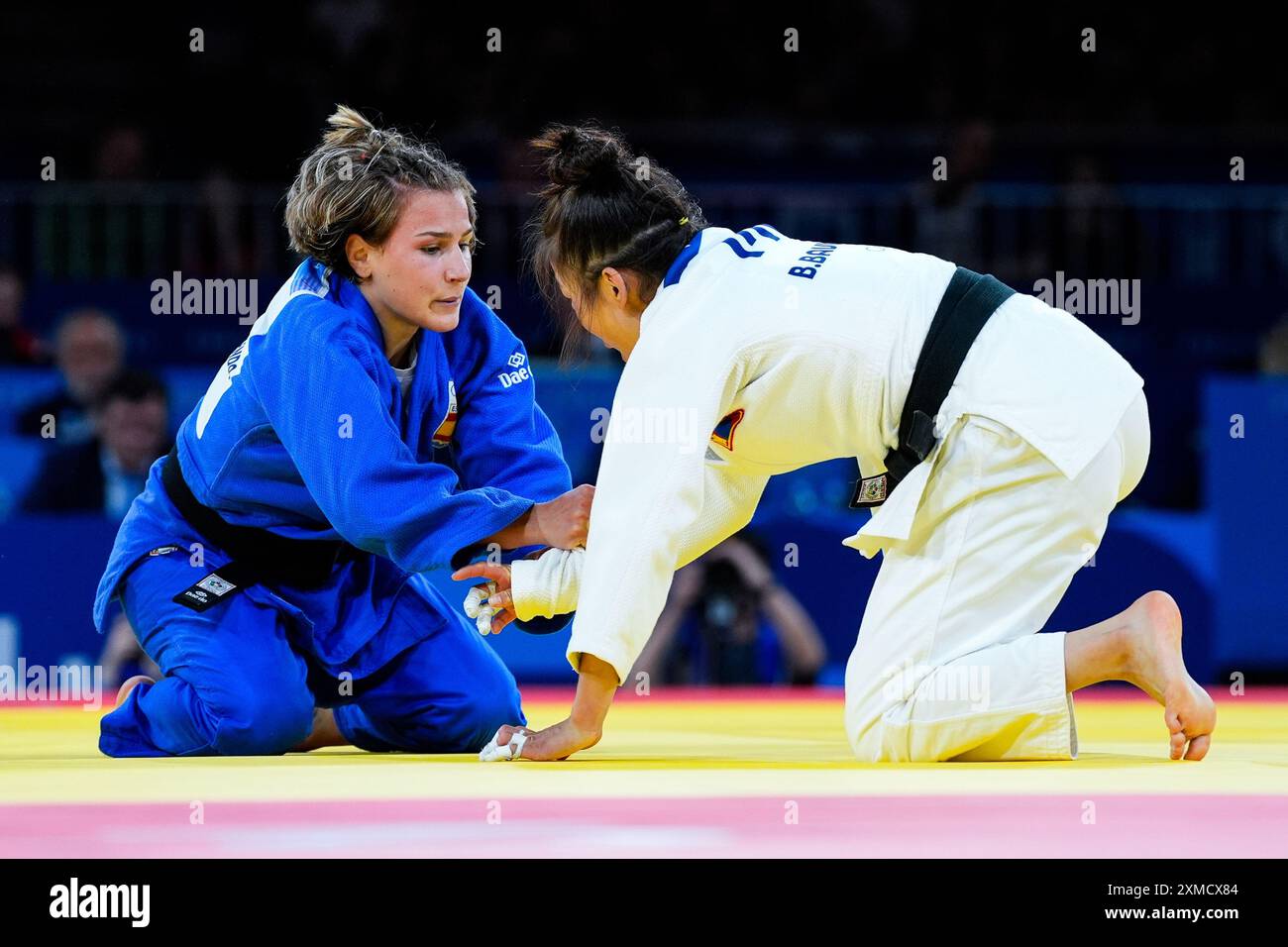 Baasankhuu Bavuudorj (MGL) and Laura Martinez Abelenda (ESP) during ...