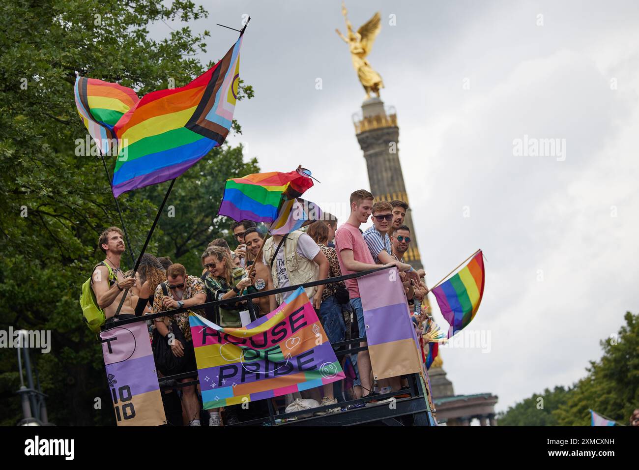 Berlin, Germany. 27th July, 2024. People celebrate on a float at the ...