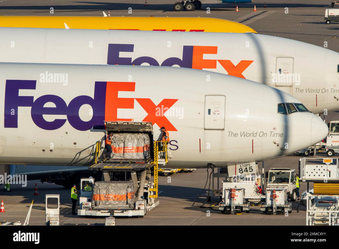 Cologne-Bonn Airport, CGN, FedEx cargo planes standing in front of the ...
