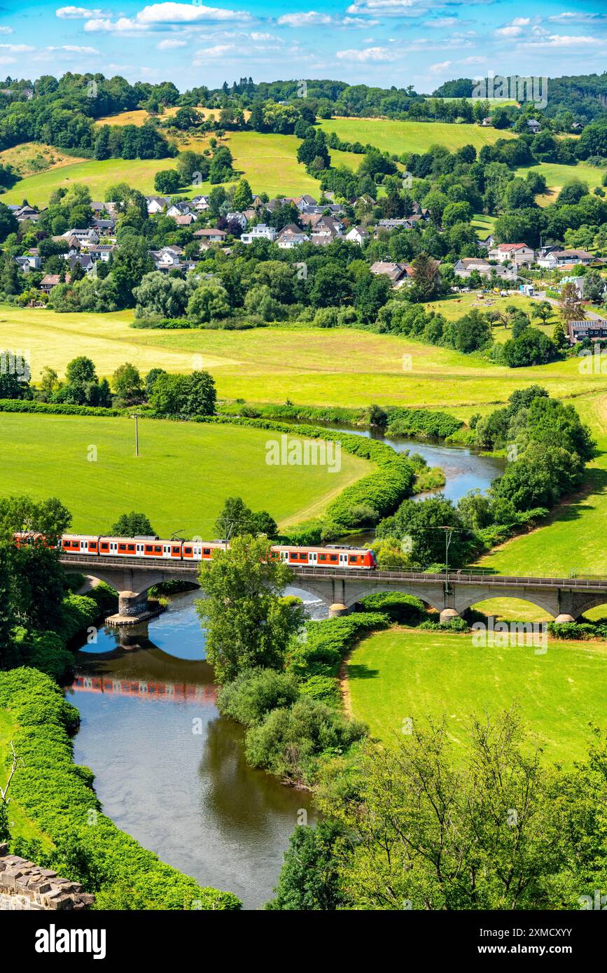 The River Sieg, between Oberauel and Blankenberg, near Hennef, bridge ...