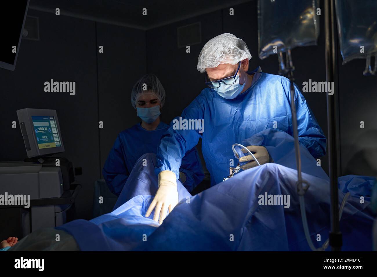 Doctors performing gynecological operation at the hospital with ...