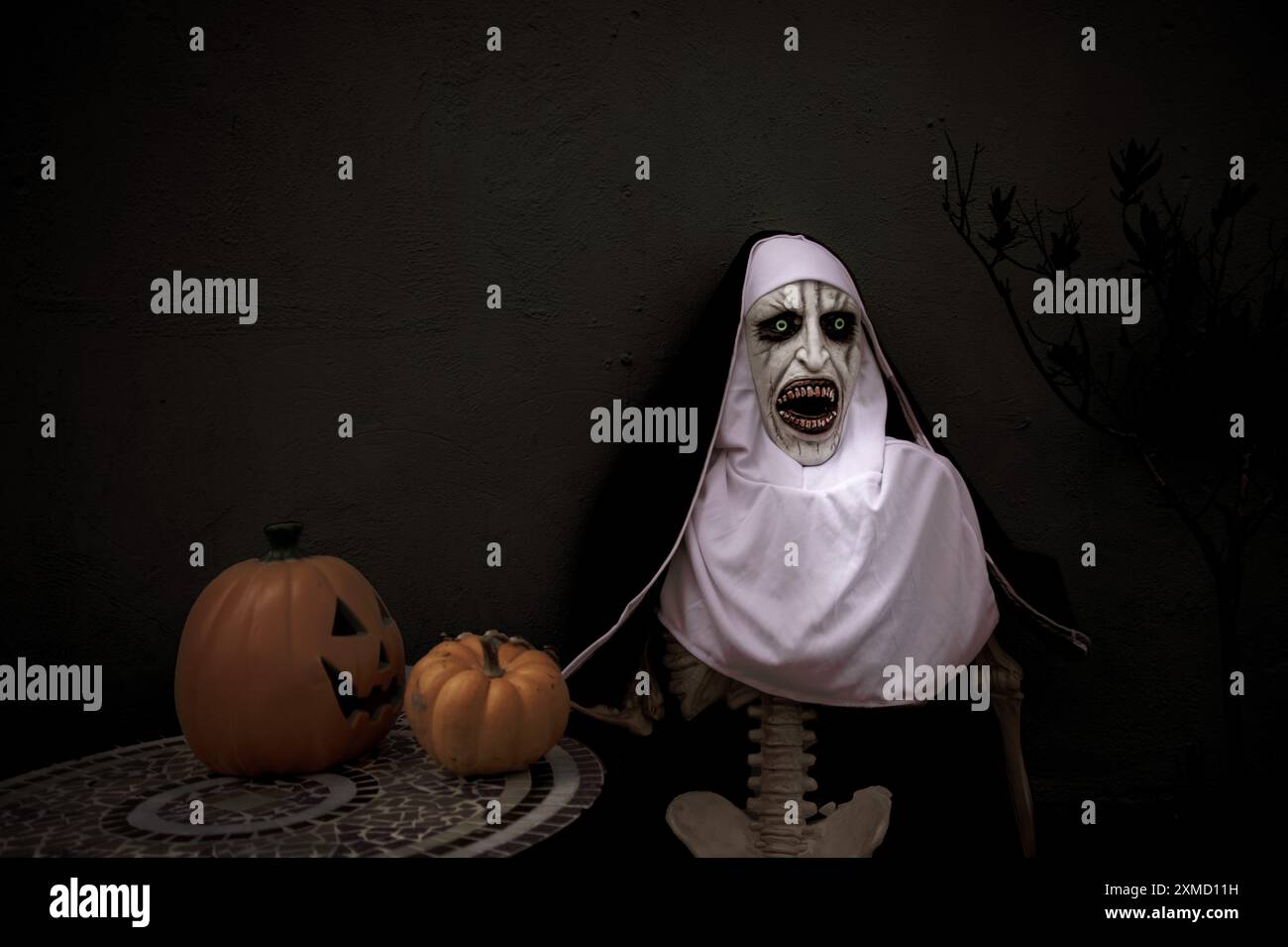 Halloween scary nun skeleton nun horror Stock Photo - Alamy