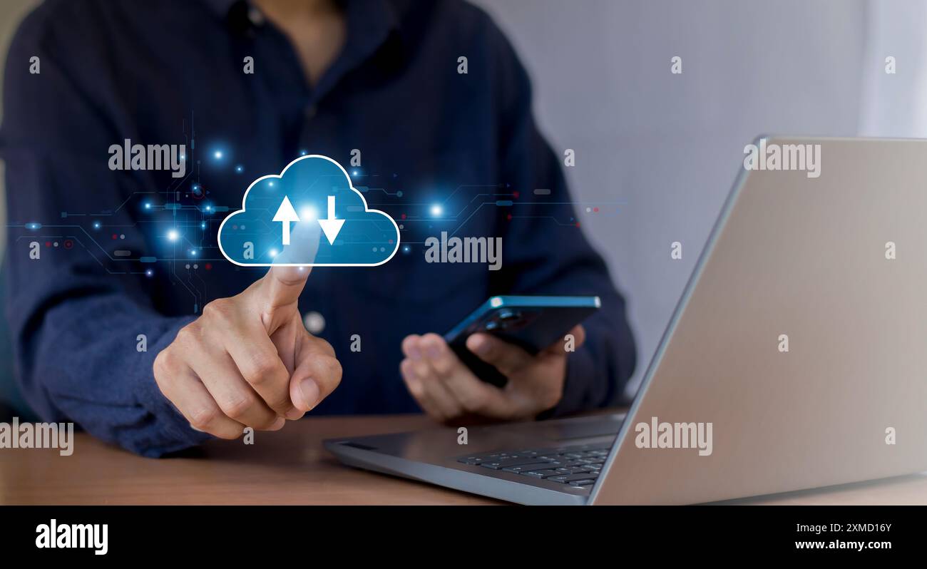 cloud computing shown in hand cloud technology data storage, data ...