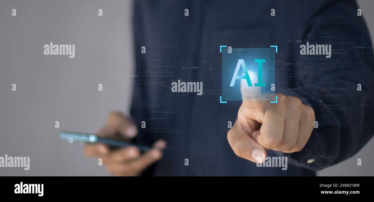 Artificial intelligence AI shaped as an electronic circuit symbol. on ...