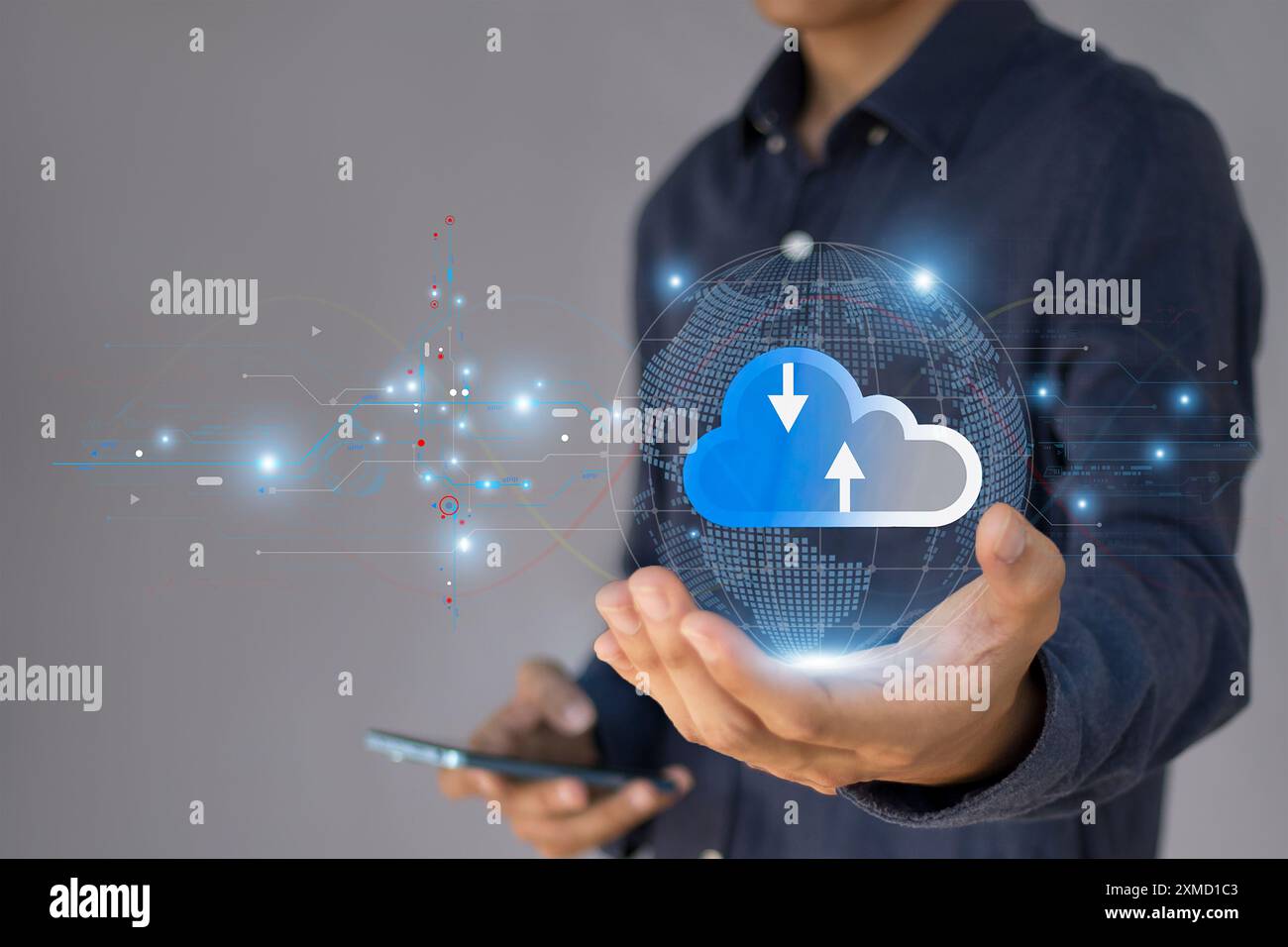 cloud computing shown in hand cloud technology data storage, data ...