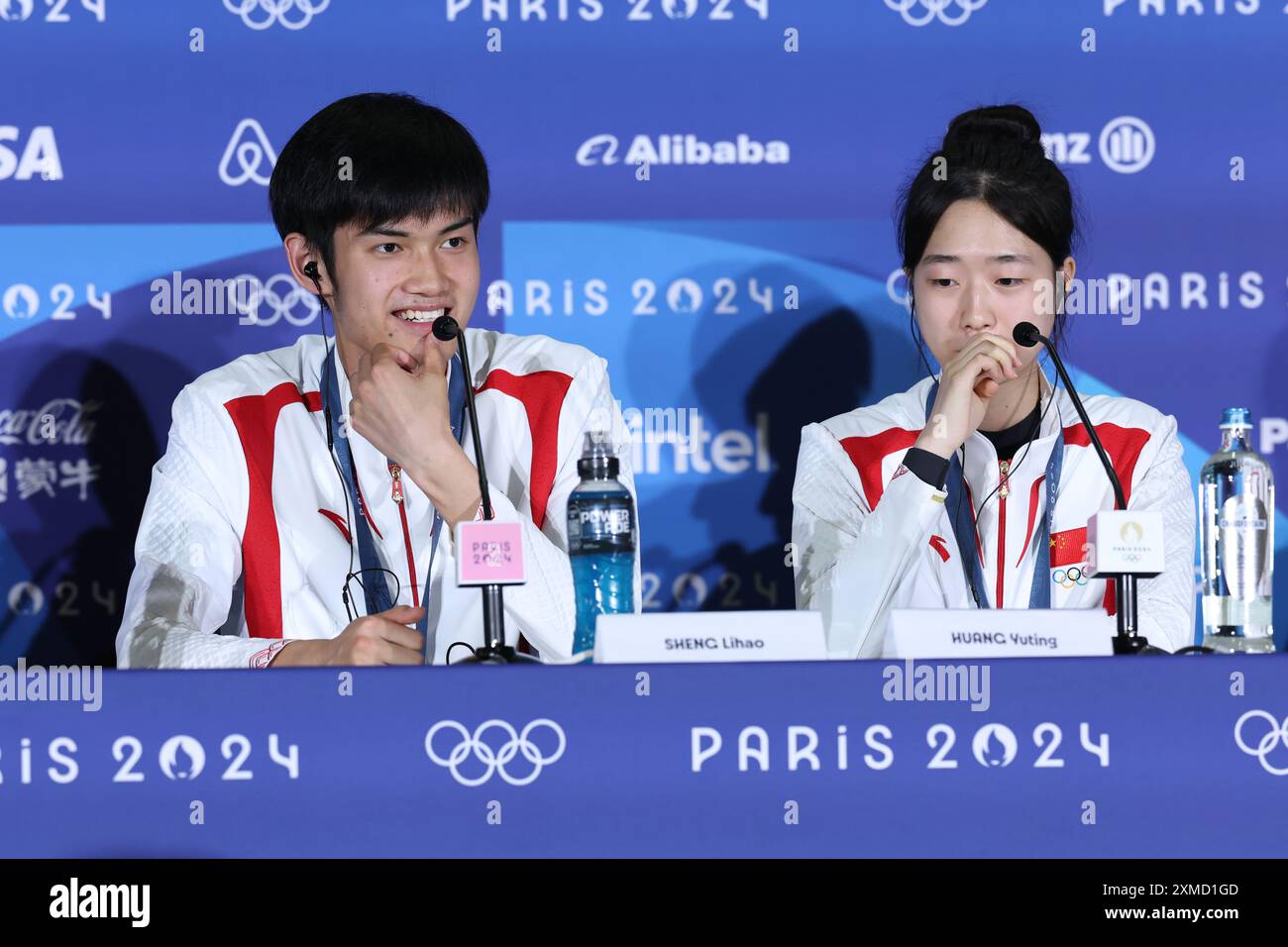 Chateauroux, France. 27th July, 2024. Gold medalists Huang Yuting (R ...