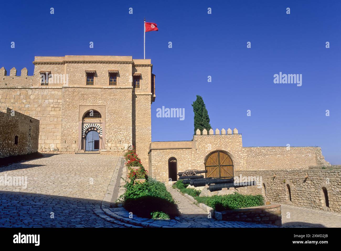 Tunisia, Le Kef. The citadel above the town. The entryway on the left ...