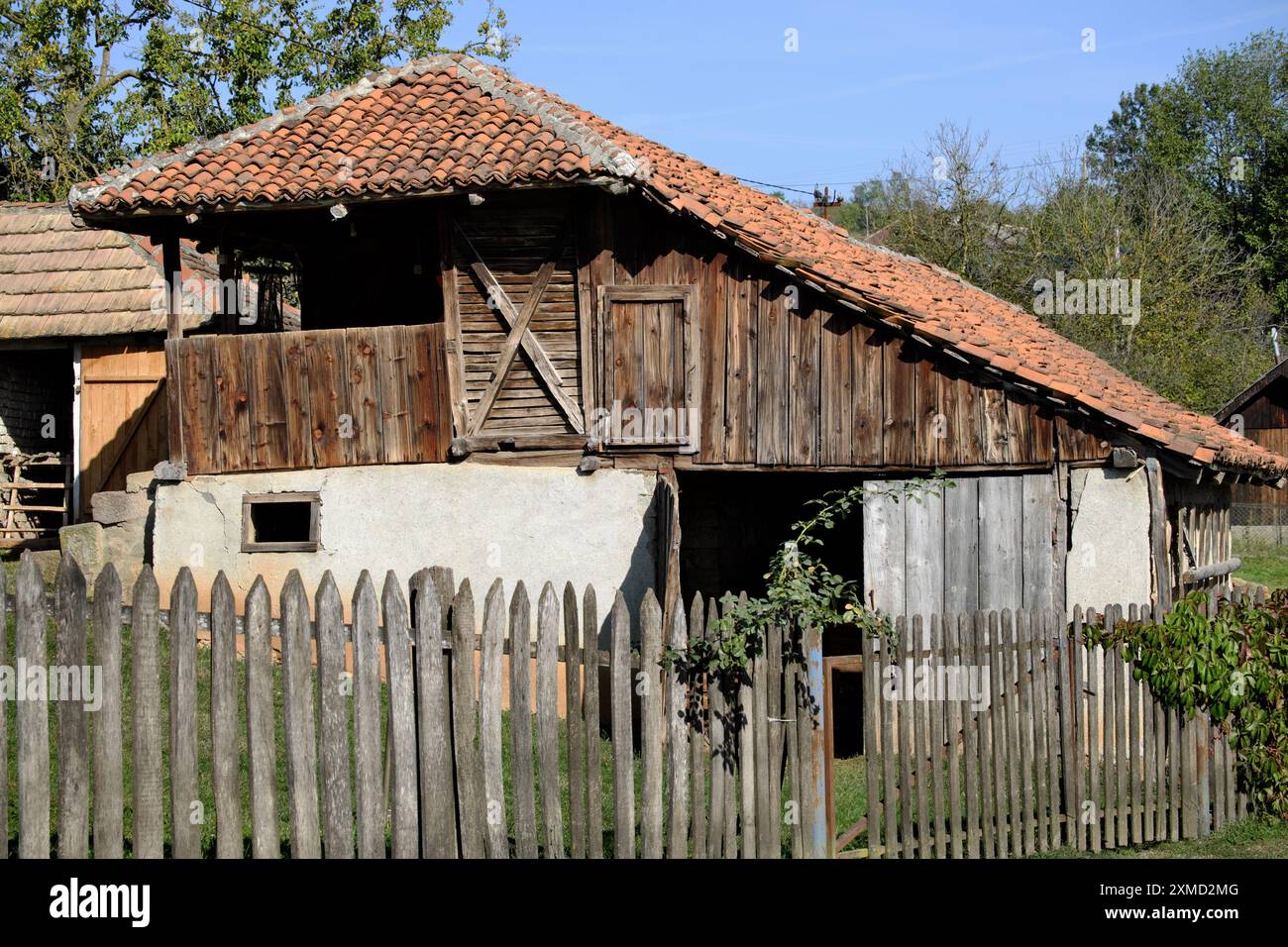 old wooden traditional stable and barn in the village of Donja Crnuca ...