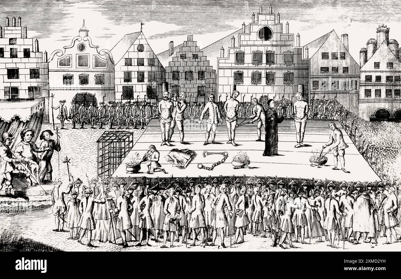 The execution of the leaders of the Münster Rebellion, 1536, Germany ...