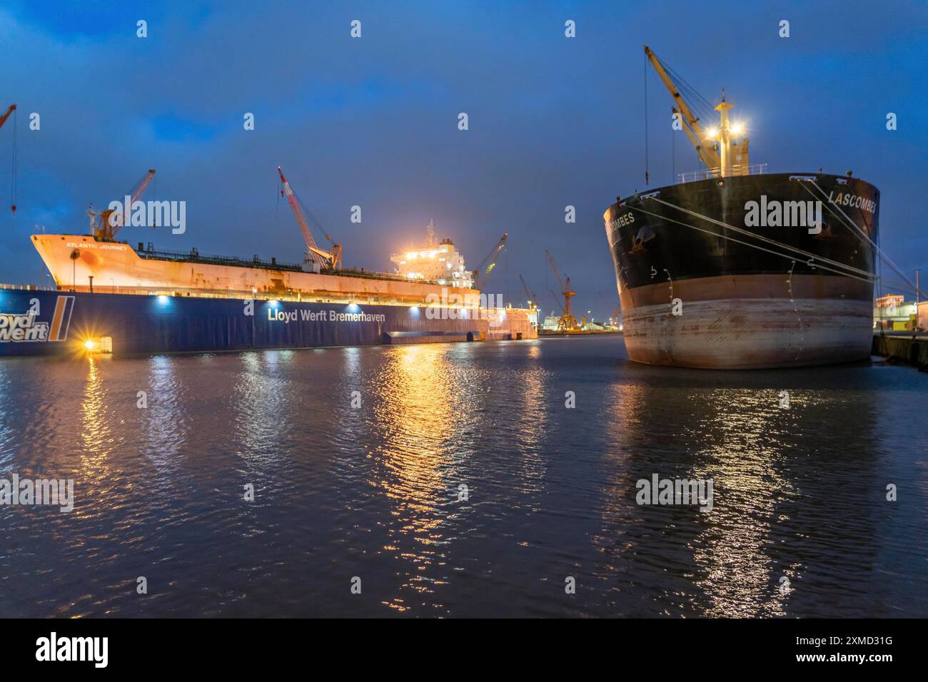 Lloyd Werft, dry dock, freighter Atlantic Journey, shipyard in the ...