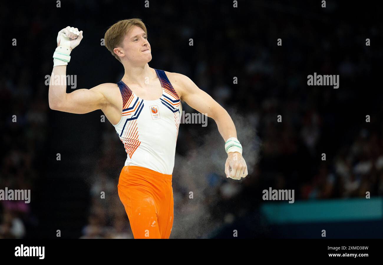 PARIS - Martijn de Veer in action during the gymnastics qualifications ...